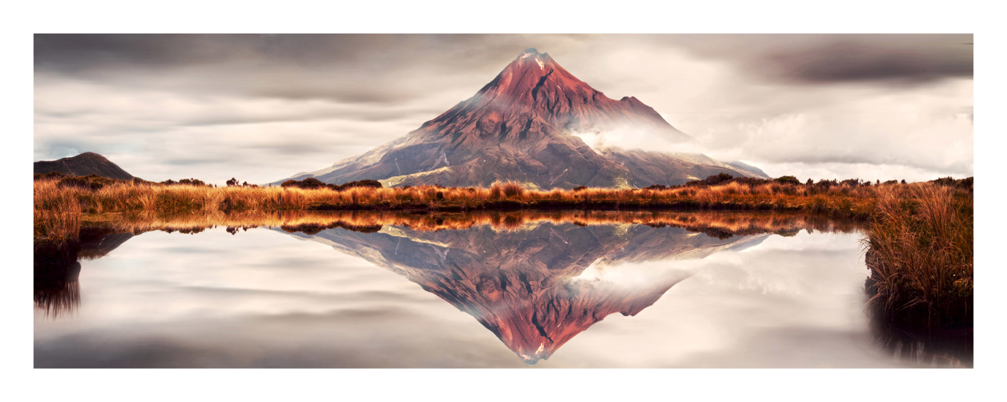 Mt Taranaki Framed Canvas Art 11"x28" | InkPost NZ